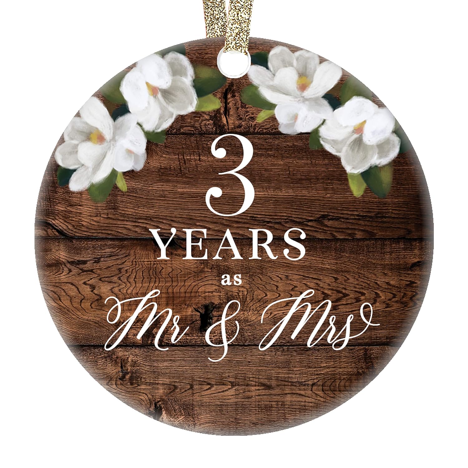 Amazon.com: 3rd Third Wedding Anniversary Christmas Ornament Ceramic ...