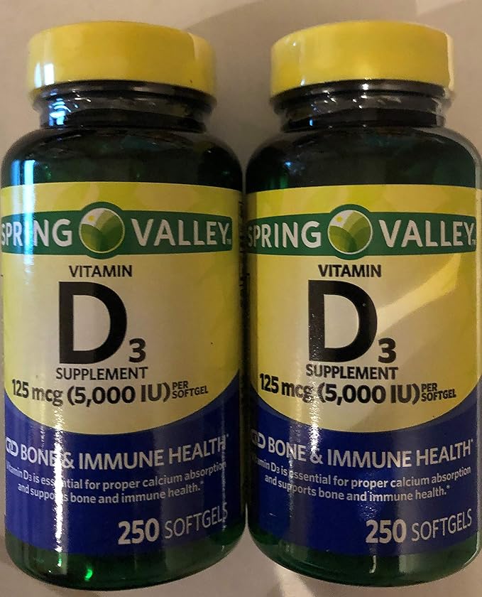 Amazon.com: Spring Valley - Vitamin D-3 5000 IU, Twin Pack 500 Total ...
