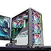 MUSETEX ATX PC Case pre-Installed 6 ARGB Fans, Tempered Glass Side ...