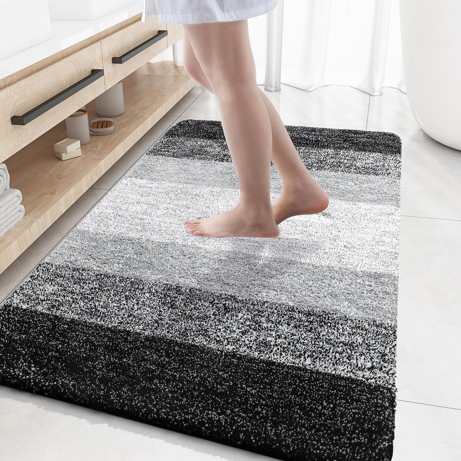 OLANLY Bathroom Rugs Mat 59x35, Extra Soft Absorbent Microfiber Bath ...