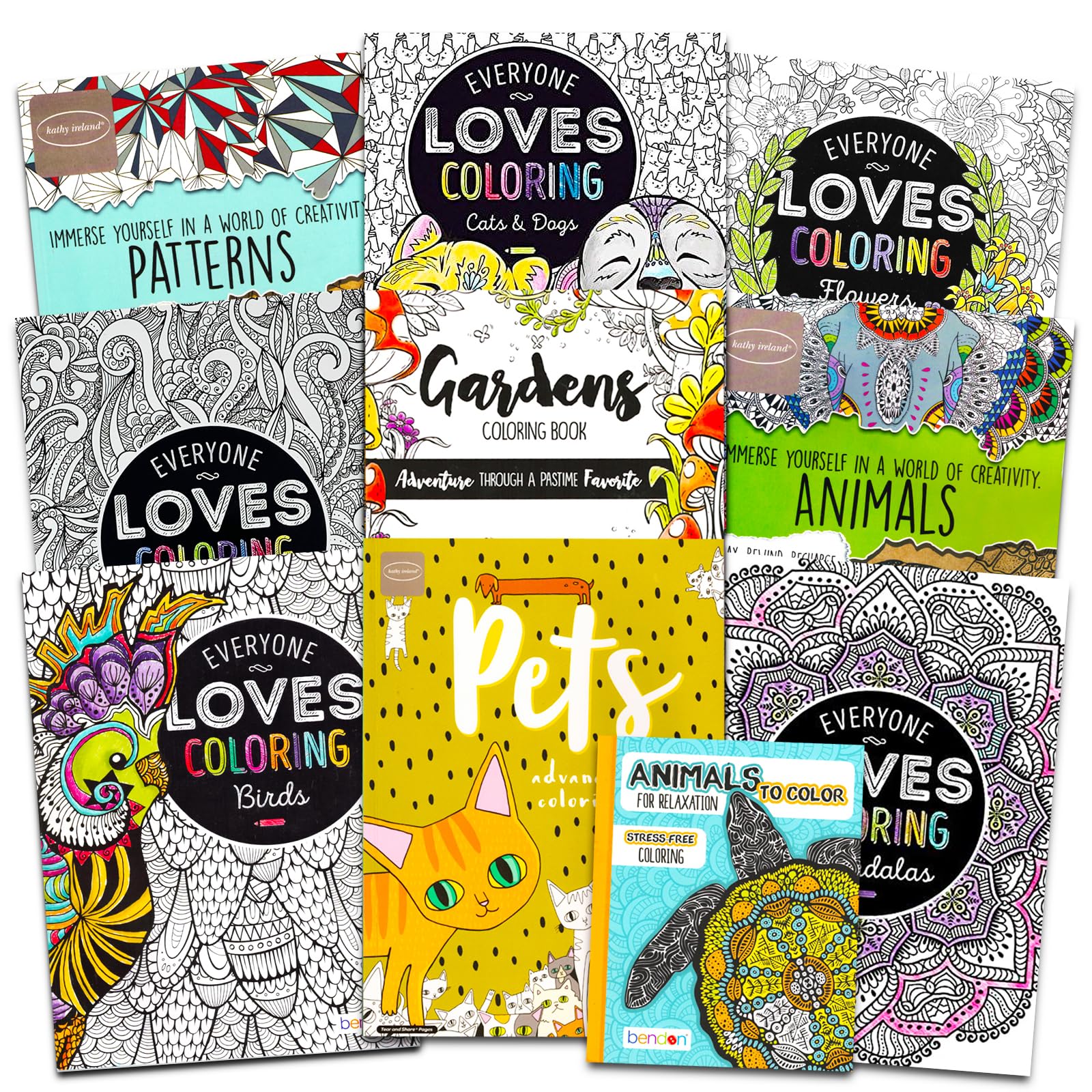 Bulk Advanced Coloring Books for Adults, Teens - 10 Pc Adult Coloring ...