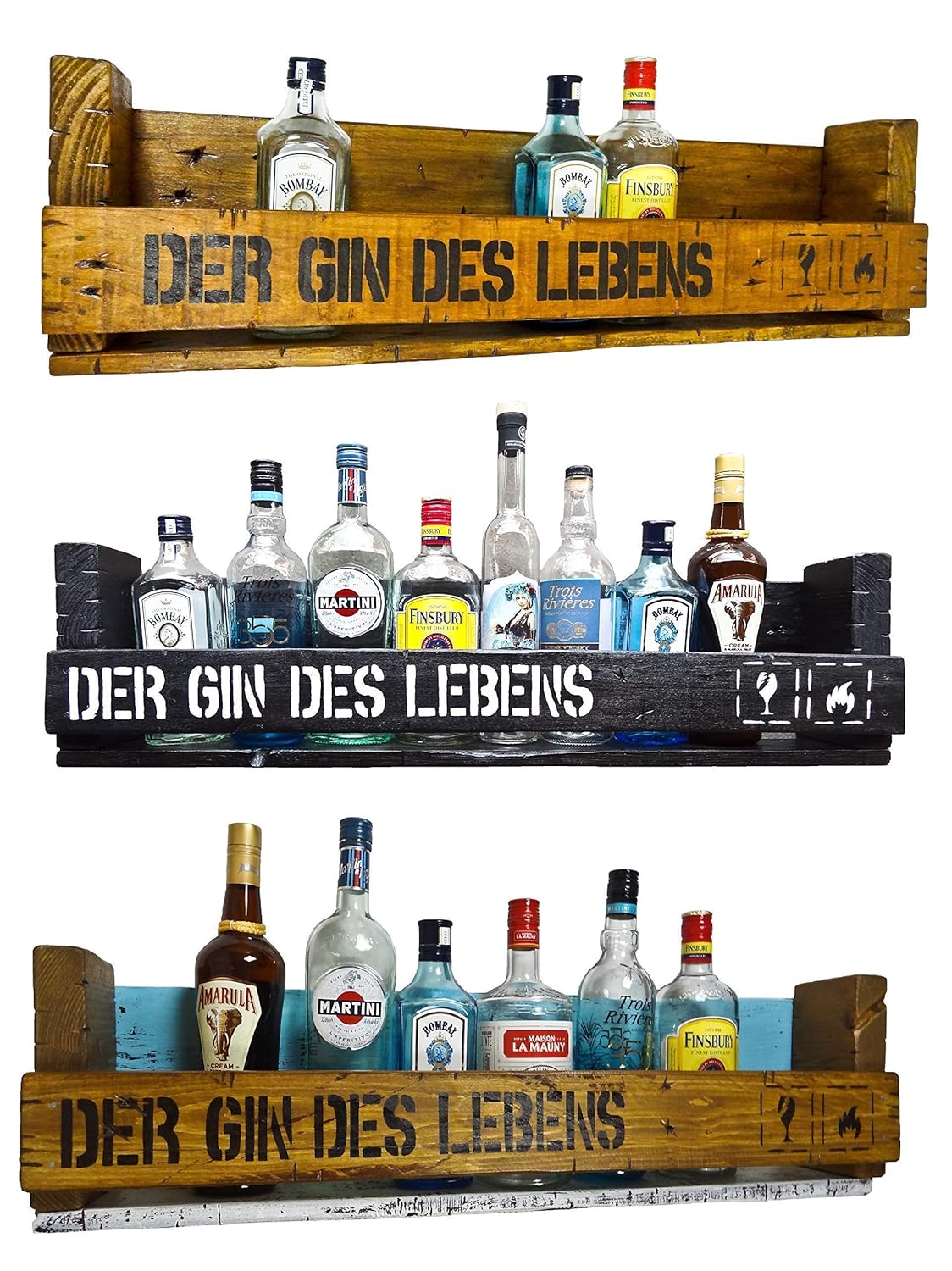 " Der Gin des Lebens" SHaBBY ViNTaGe PaLeTTeNReGaL (HxLxT: 23x8ox9,5cm ...