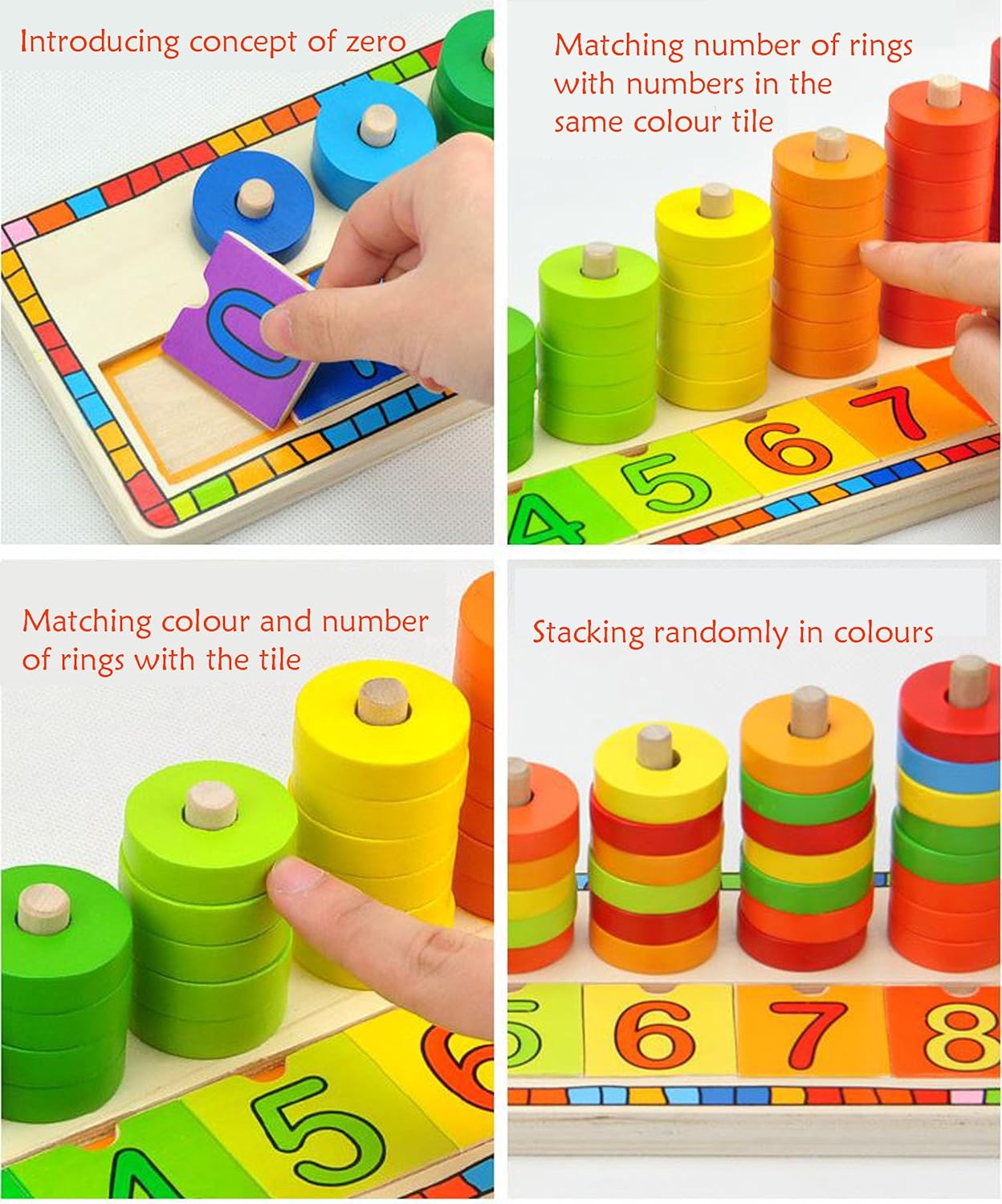 Toys of Wood Oxford Wooden Stacking Rings and Counting Games with 45 ...