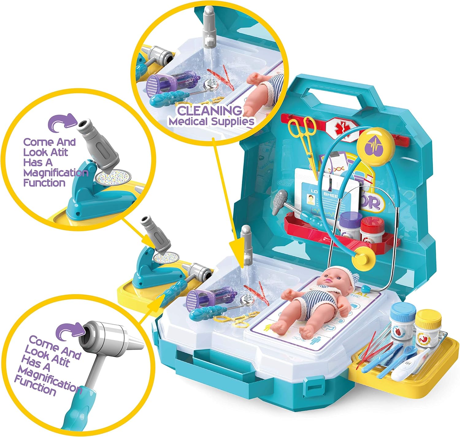 JOYIN 29 Pieces Medical Toy Kids Doctor Pretend Play Kit with Carrying ...