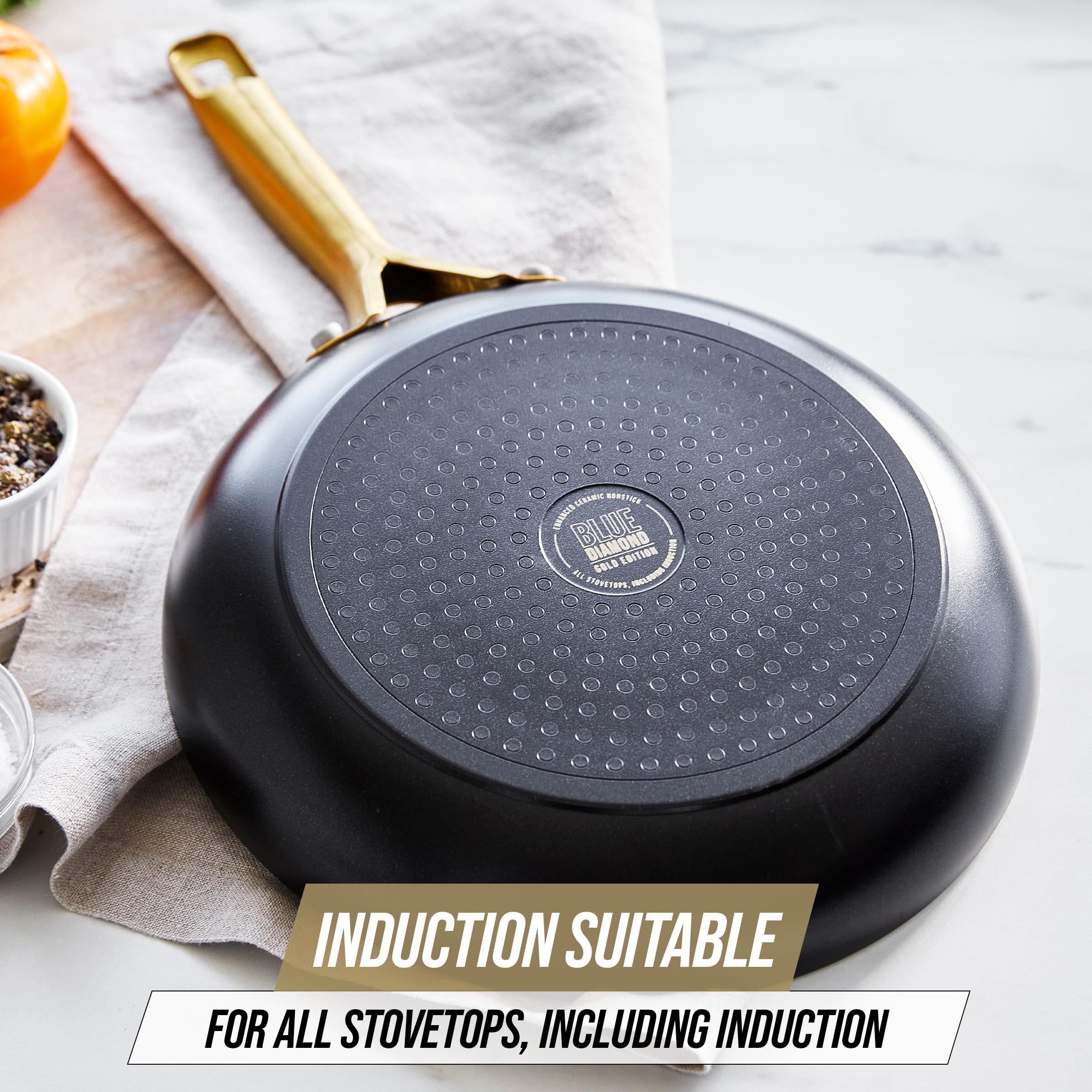 Mua Blue Diamond Gold 10 Piece Cookware Pots and Pans Set, Induction ...