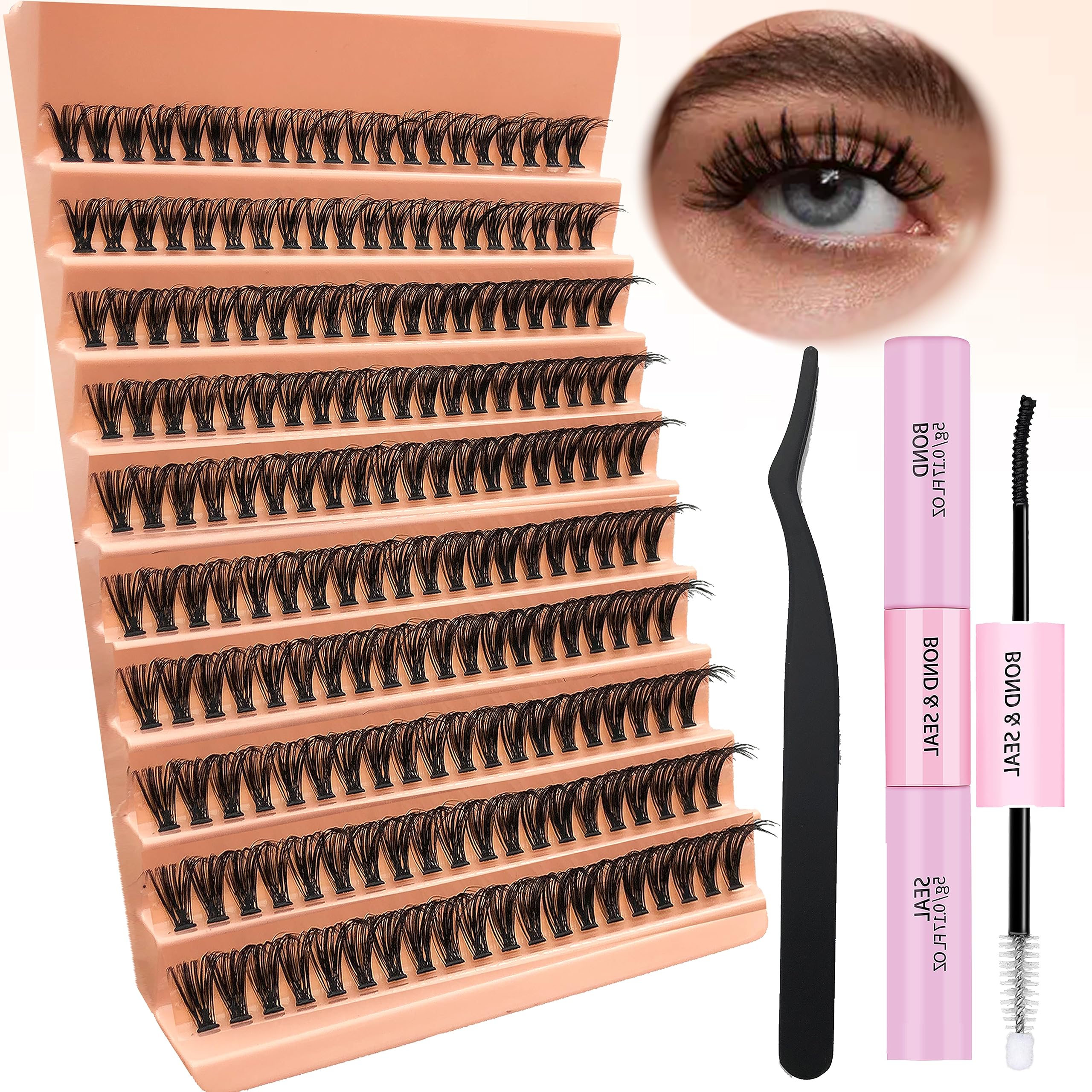 DIY Lash Extension Kit, 200pcs DIY Individual Lash Clusters Kit 40D+50D ...