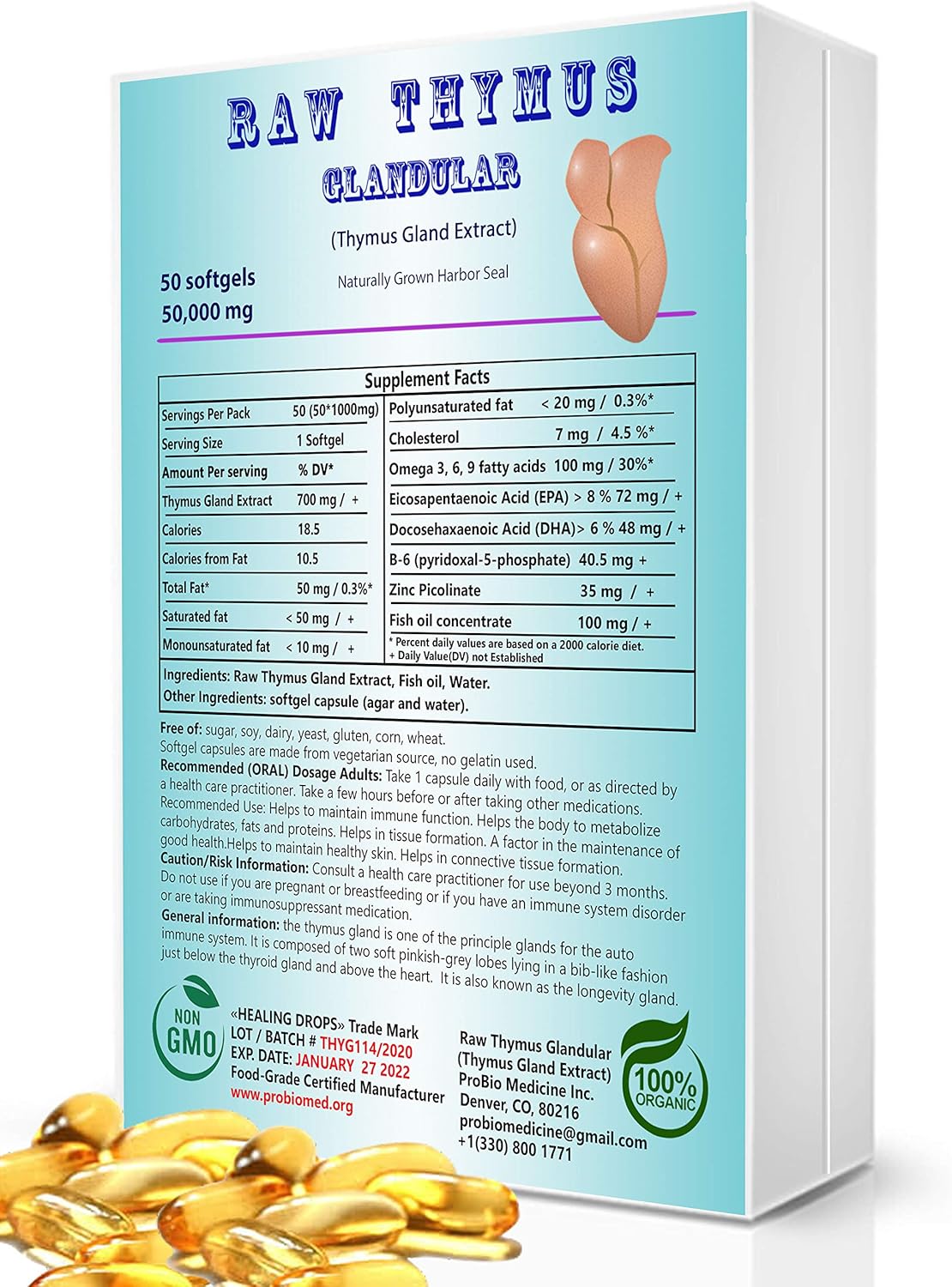 Raw Thymus Glandular Tissue Ocean Fed Harbor Seal Gland Extract Natural ...