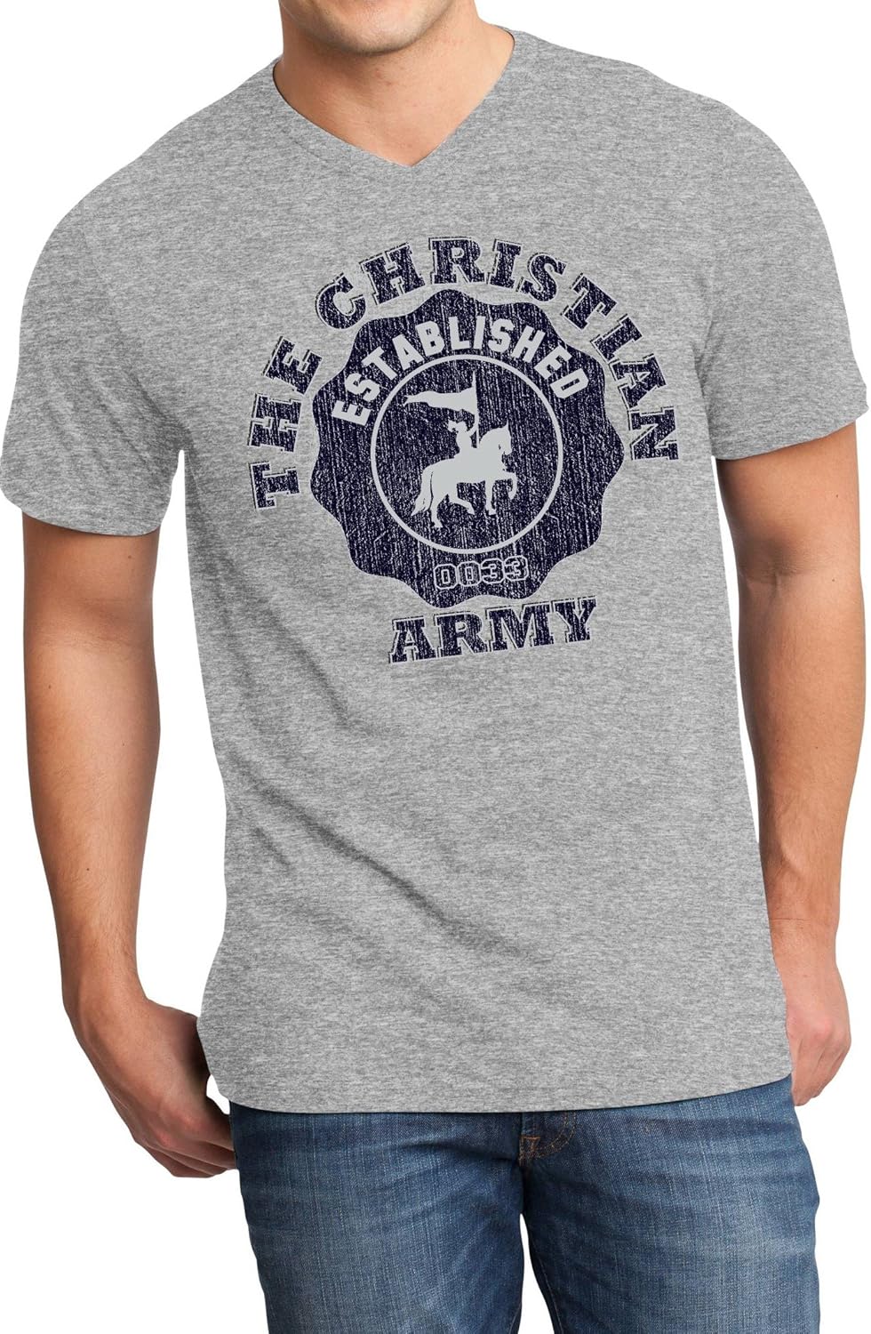 The Christian Army Brand Vintage Seal Print V Neck T Shirt | Amazon.com