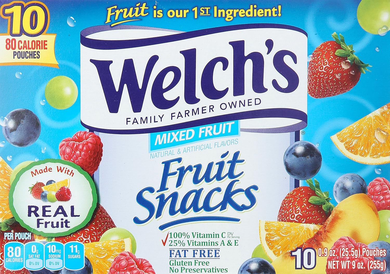Welch's Mixed Fruit Fat Free Fruit Snacks 9 oz (255g) -10 pouches ...