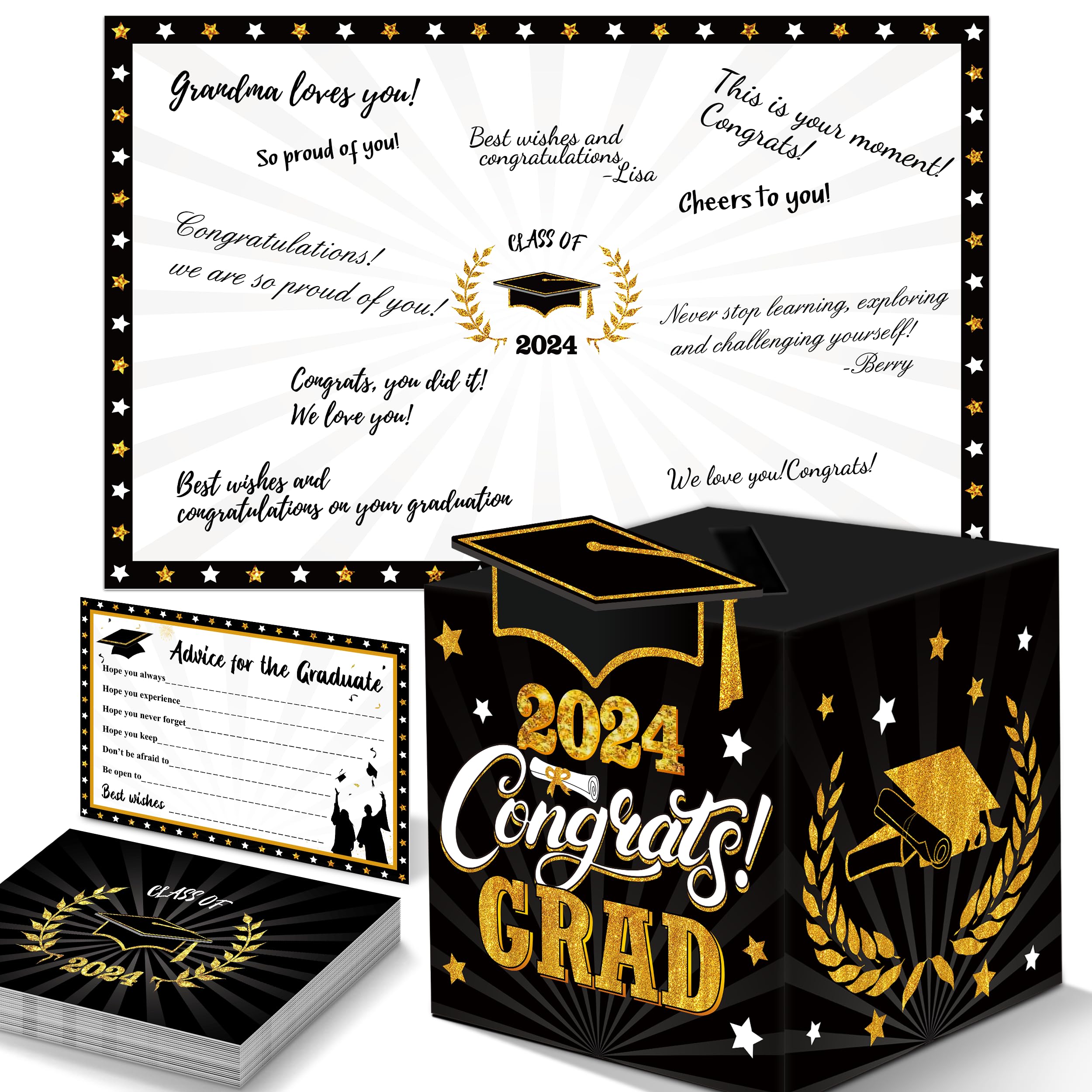 algpty Graduation Decorations Black and Gold 2024 - Guest Book ...