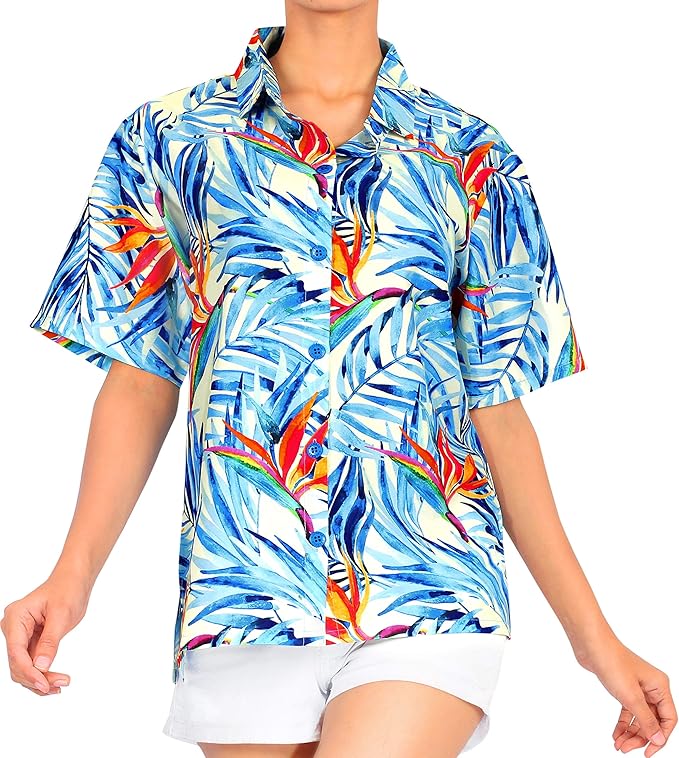 HAPPY BAY Women's Tunic Relaxed Hawaiian Beach Shirts Tropical Print ...