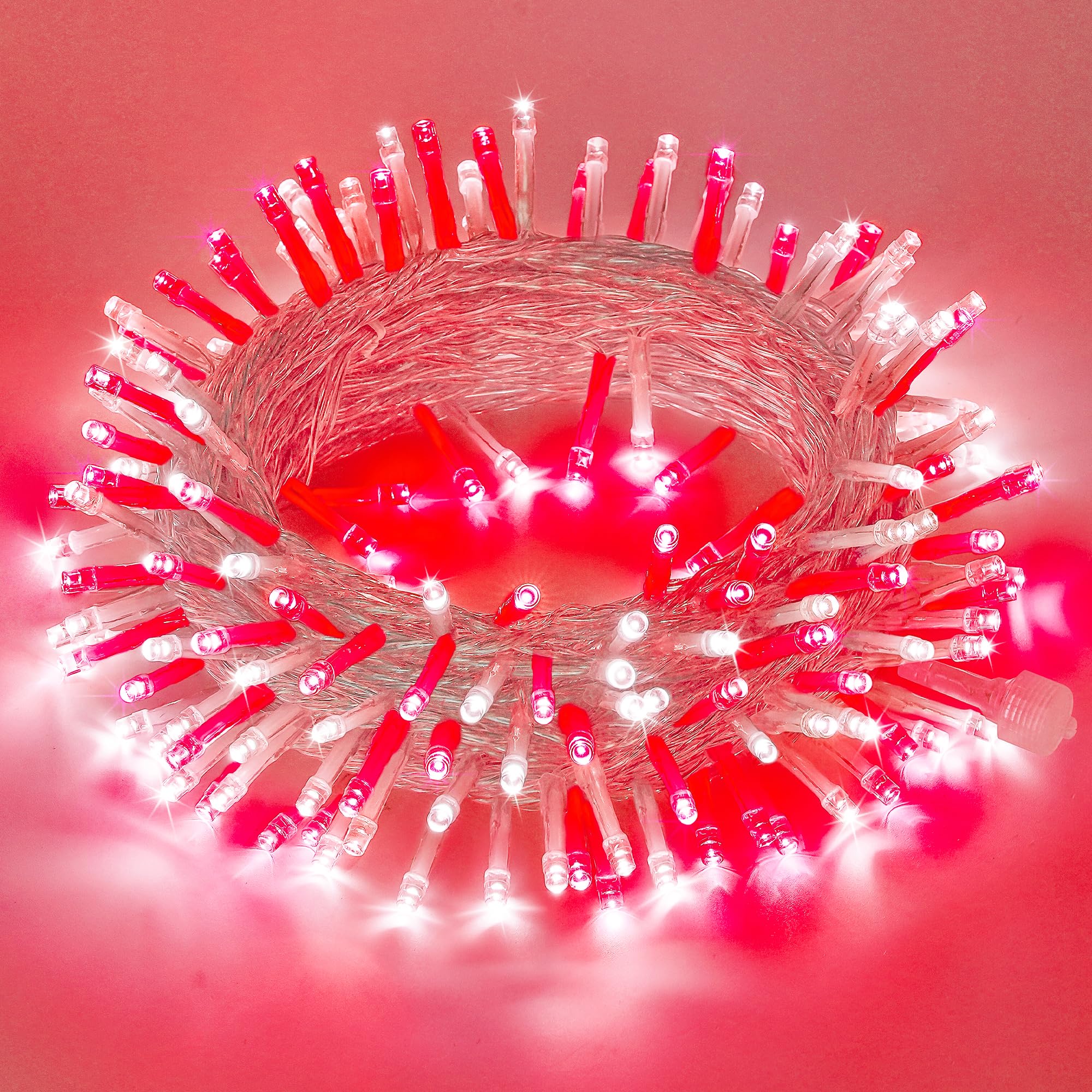 JMEXSUSS 200 LED Red and White Christmas Lights Outdoor, 66ft Halloween ...