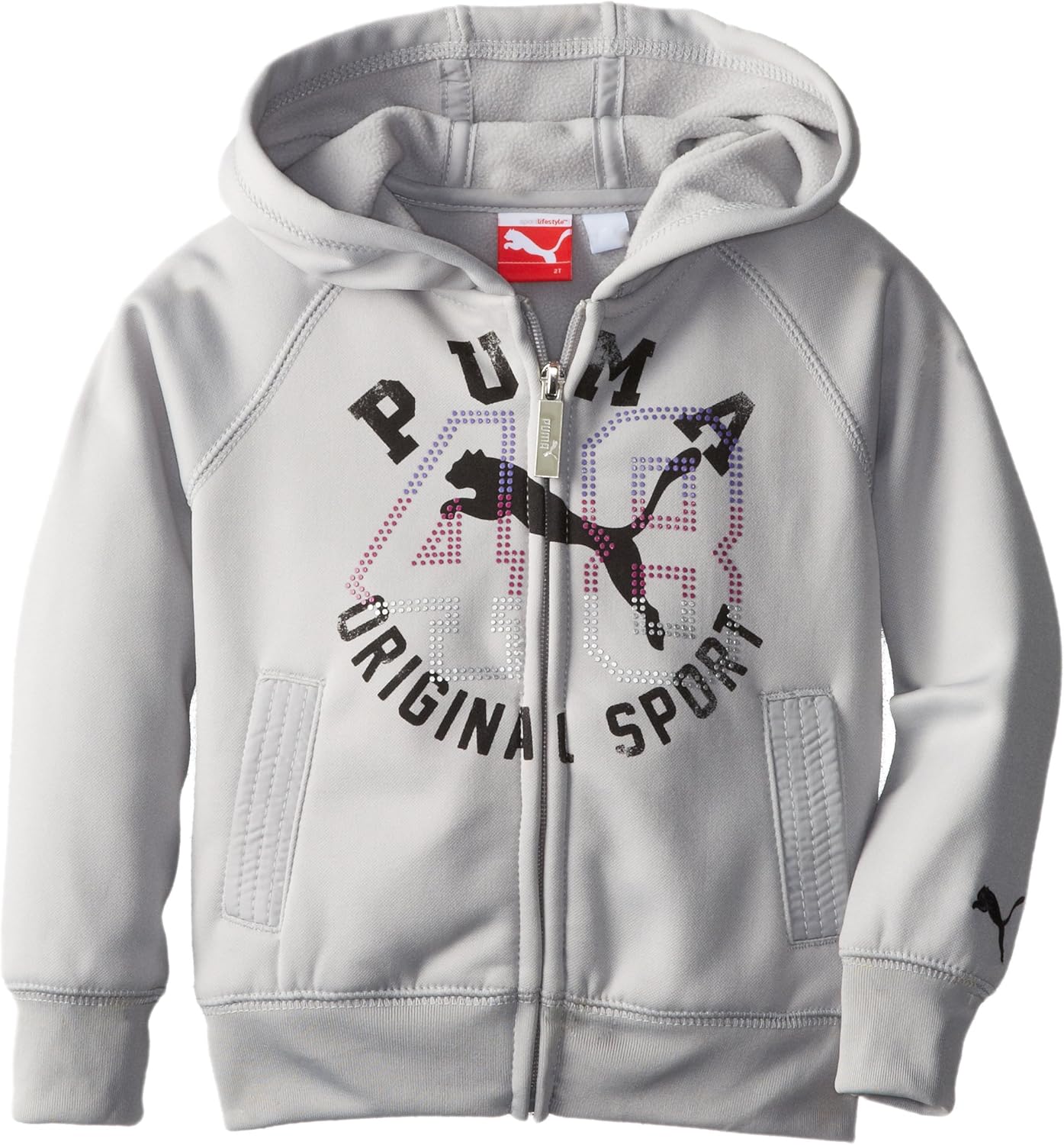 Amazon.com: PUMA Little Girls' Puma Studded 48 Zip-Up Hoodie, Limestone ...