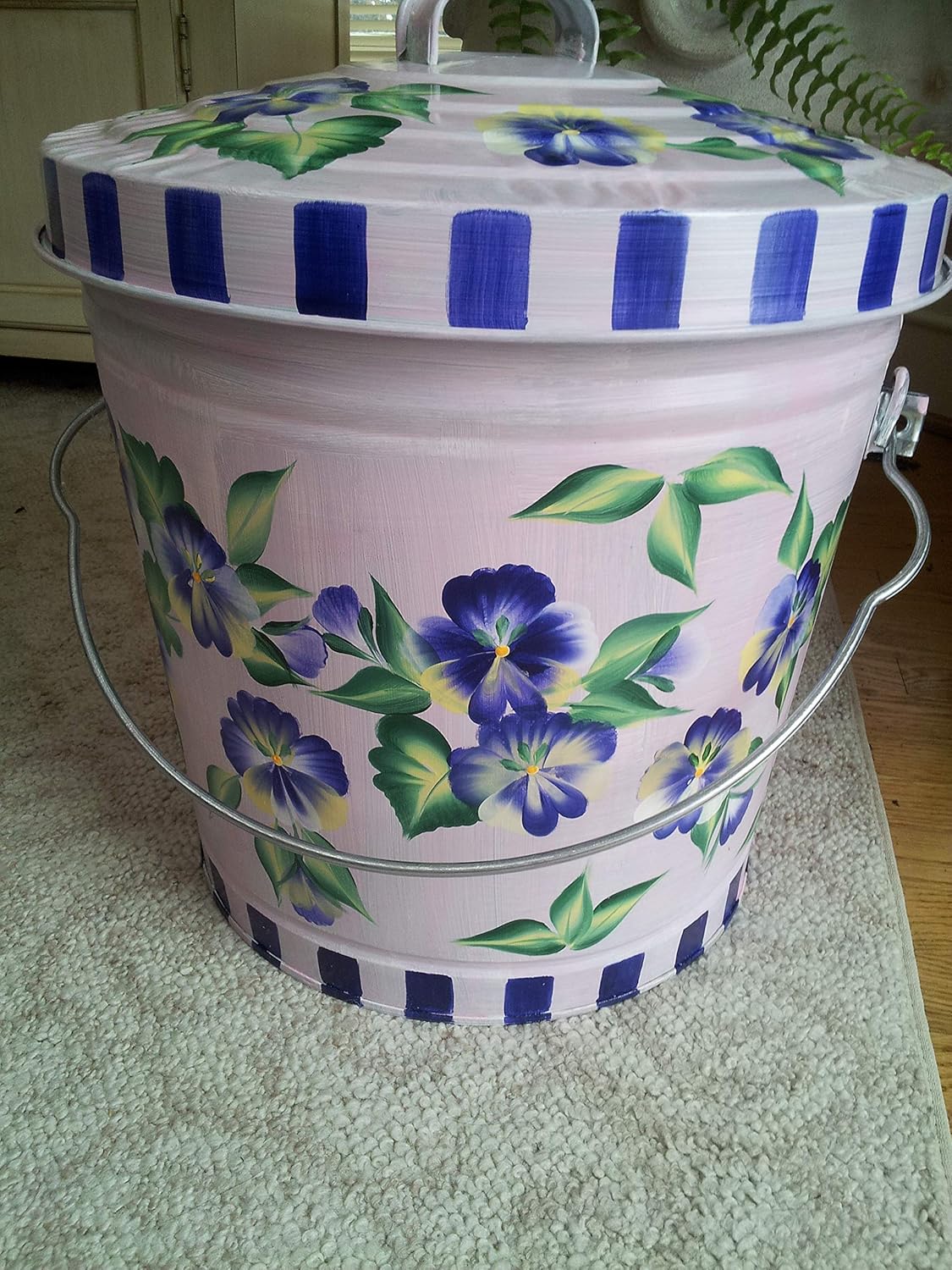 Amazon.com: 10 Gallon Hand Painted Decorative Trash Can Garbage Can ...