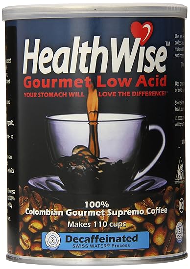 HealthWise Low Acid Swiss Water Decaffeinated Coffee, 100% Colombian ...