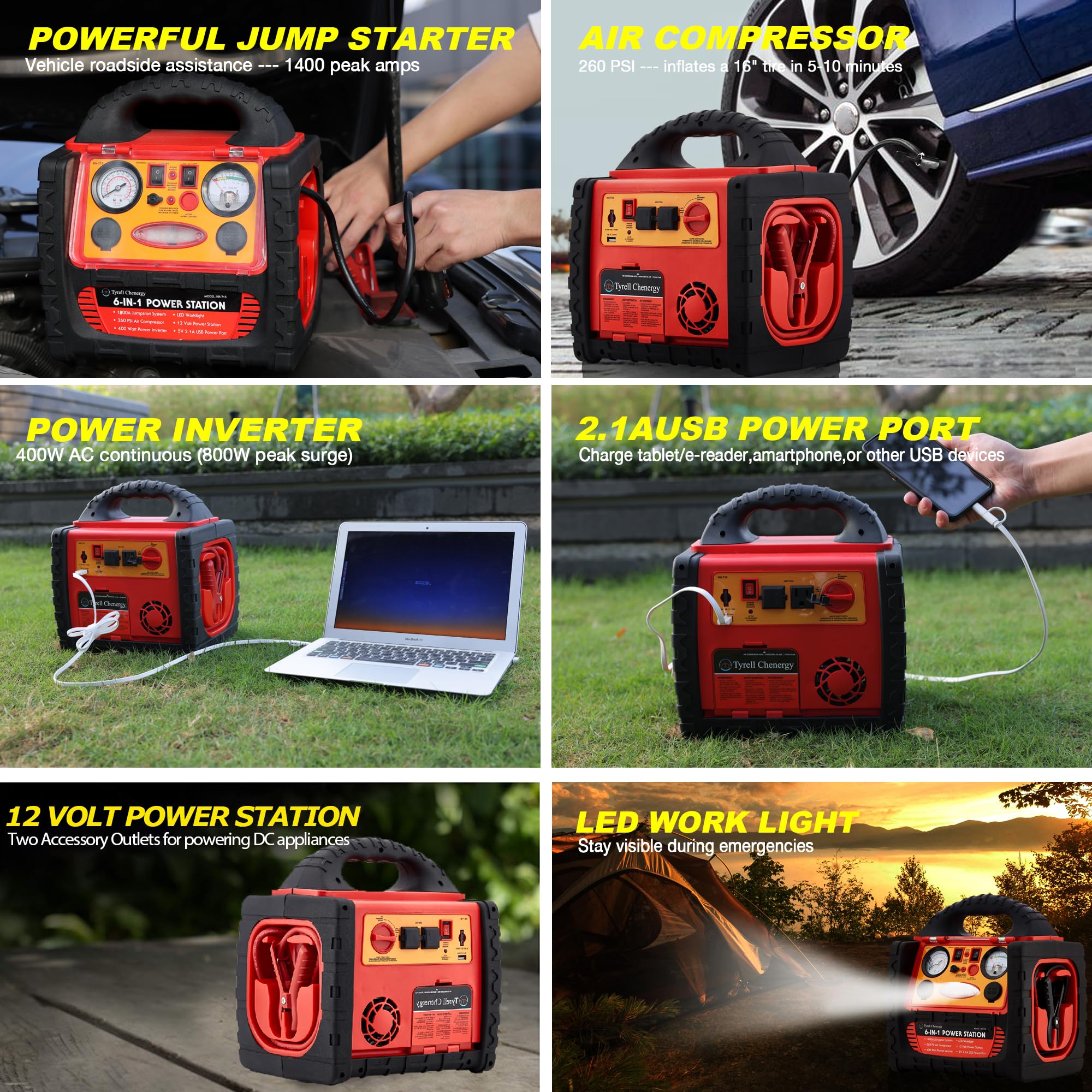 Mua 1800 Peak Amp Portable Power Station Jump Starter,with 260 PSI Tire ...