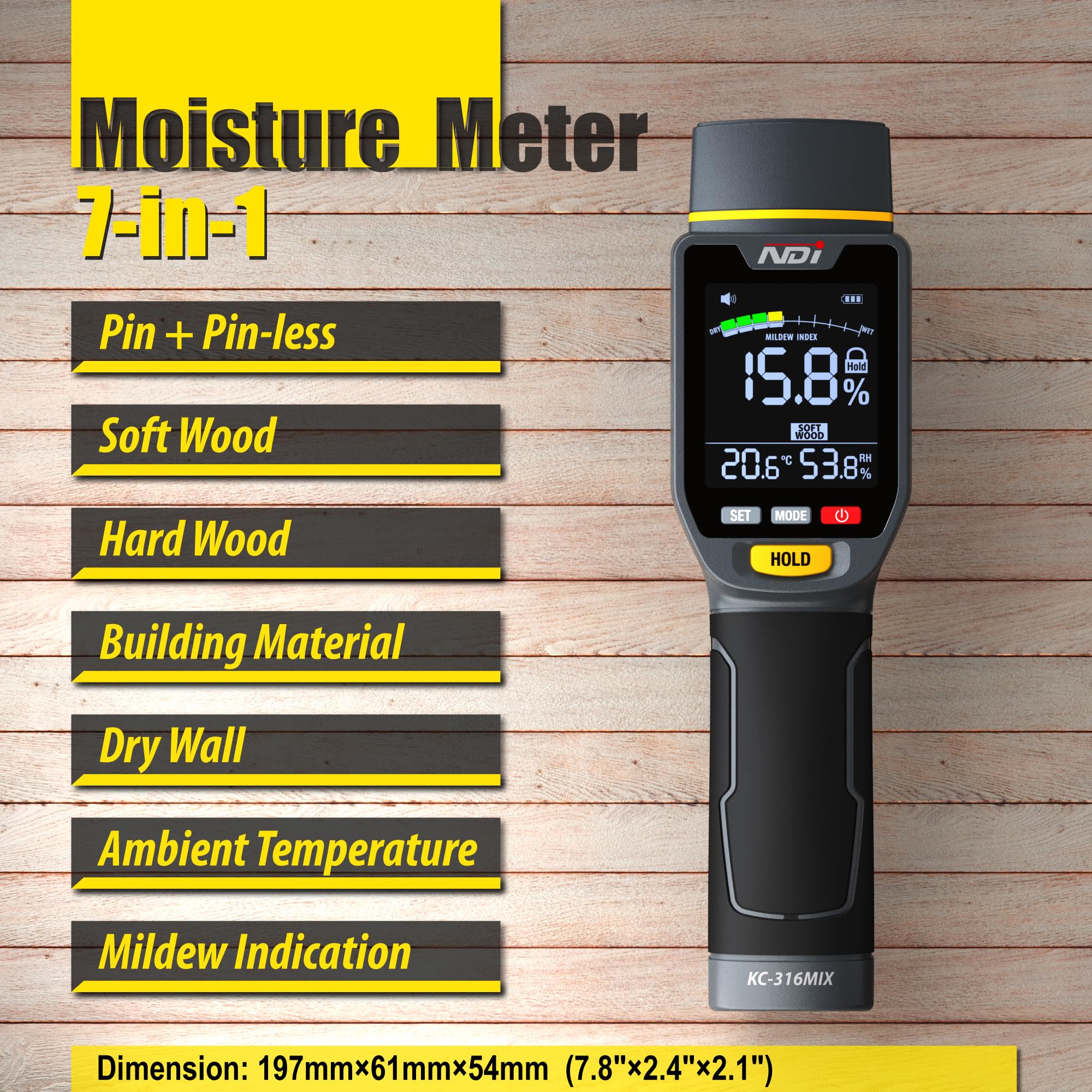 Mua NDI 7 in 1 Pin-Type and Non-invasive Moisture Meter Scanner for Dry ...