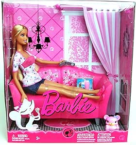 Amazon.com: Mattel Barbie Think Pink Sofa and Barbie Doll : Toys & Games