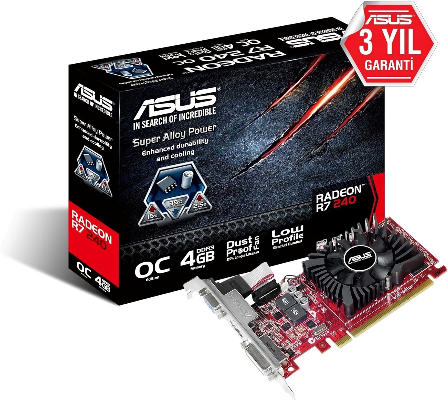 Asus R7240-OC-4GD3-L AMD Radeon R7 240 4 GB Graphics Card (Active, AMD ...