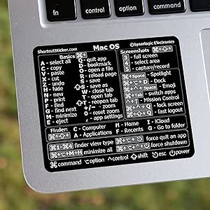 Amazon.com: SYNERLOGIC (Universal, Larger Font) Mac OS Reference Keyboard Shortcut Sticker ...