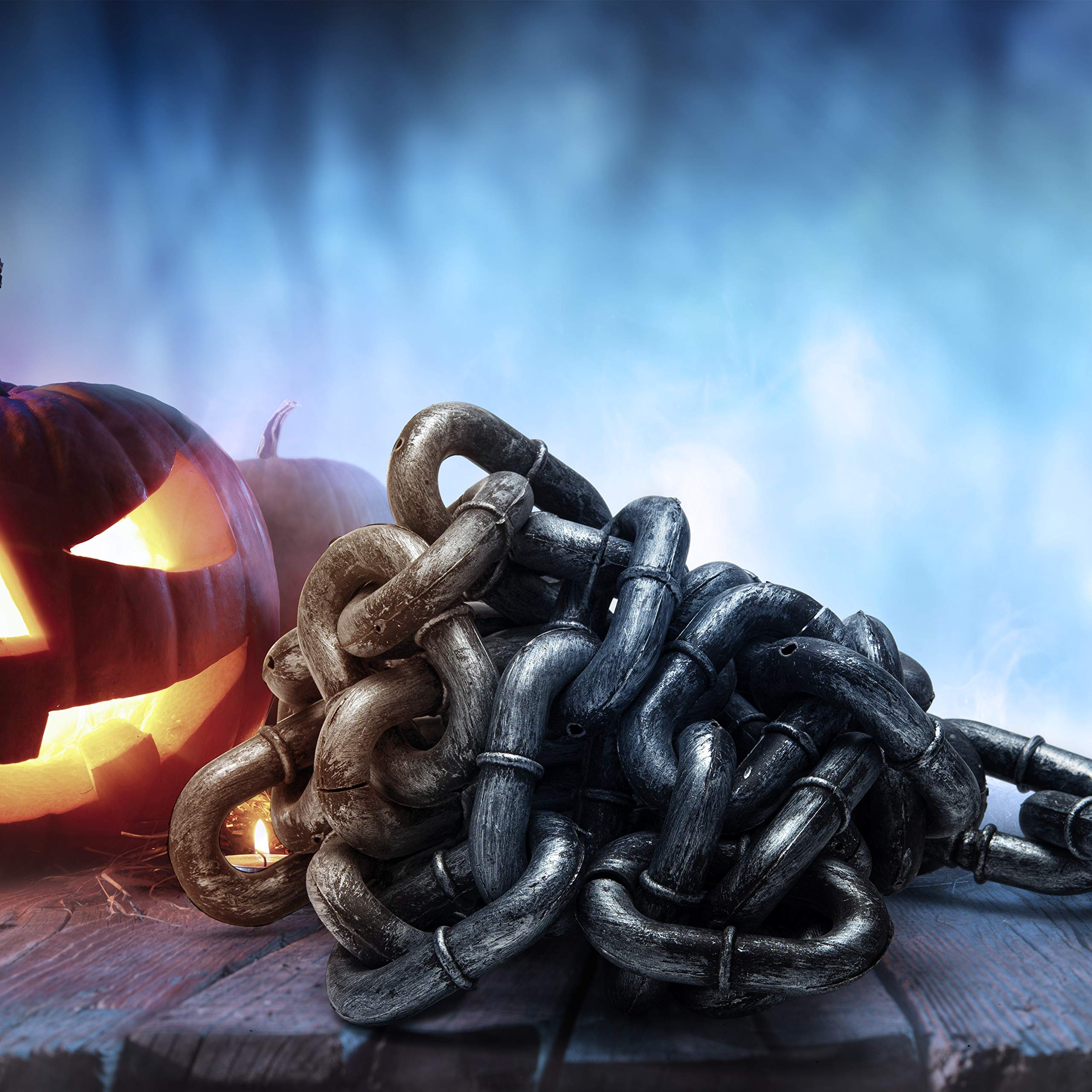 Fake Chain – Halloween Prop Silver & Black 6 Ft. Large Plastic Chain ...