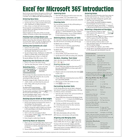 Mua Excel for Microsoft 365 (Office 365) Introduction Quick Reference Guide - Windows Version ...