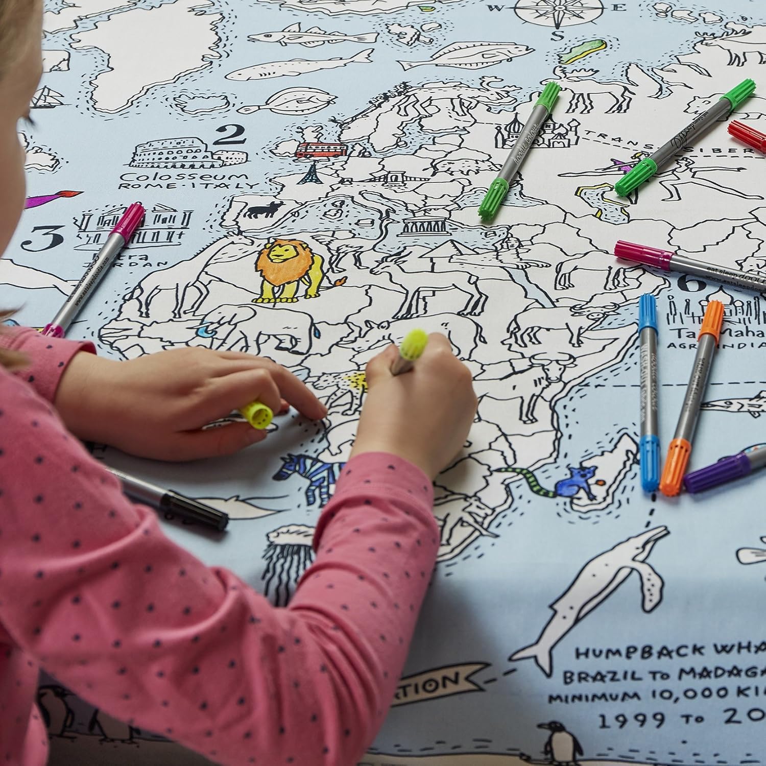 eatsleepdoodle World Map Kid’s Colouring Tablecloth – Colour Your Own ...