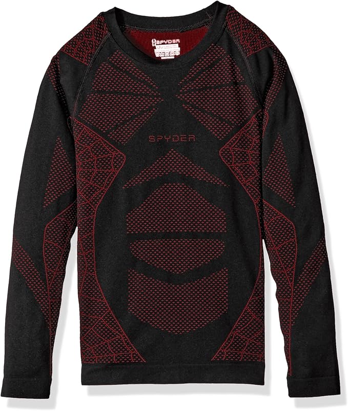 Amazon.com: Spyder Boy's Racer Long Sleeve Shirt, Black/Red, Small ...