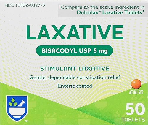 Rite Aid Laxative, Bisacodyl, 5mg - 50 Tablets, Stimulant Laxative ...