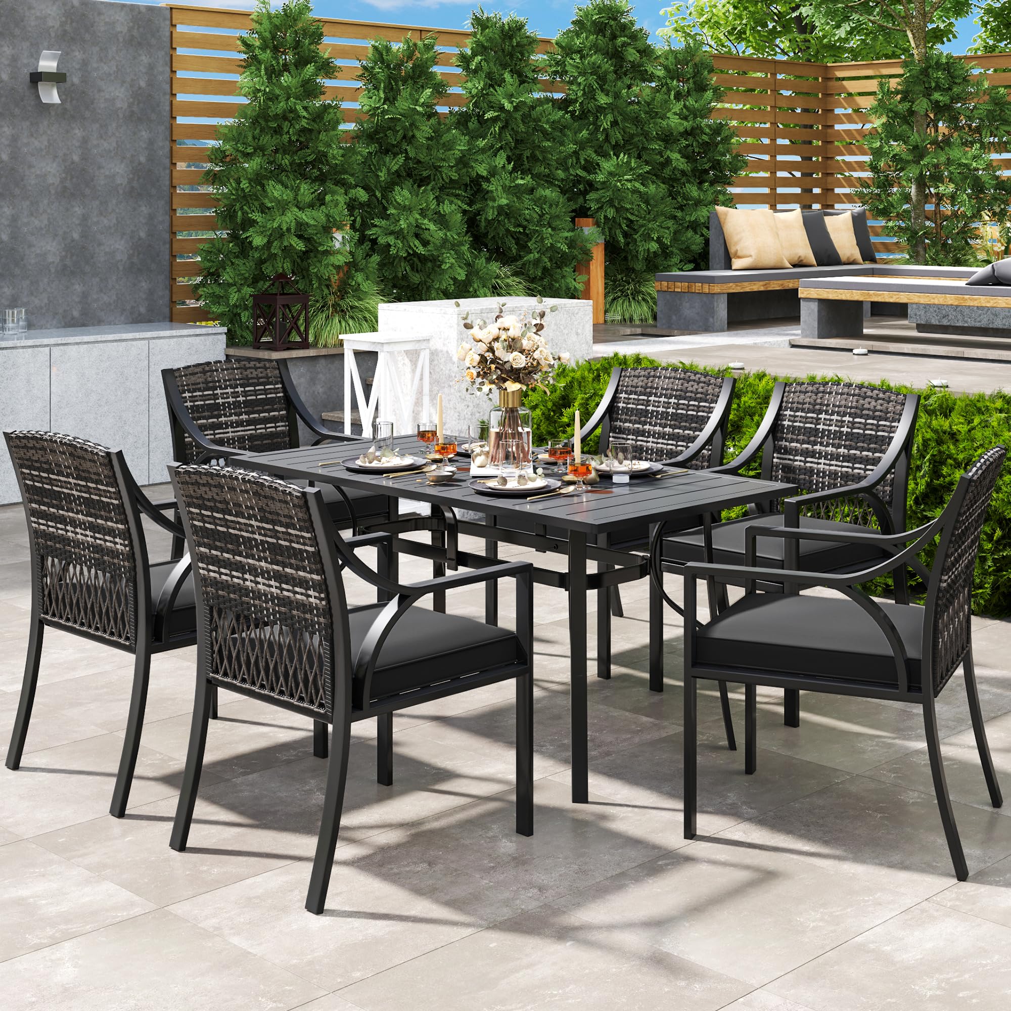 YITAHOME 7 Piece Patio Furniture Set, Outdoor Patio Wicker Conversation ...