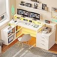 Amazon.com: YITAHOME L Shaped Desk with 3 Drawers, 65" Corner Computer ...