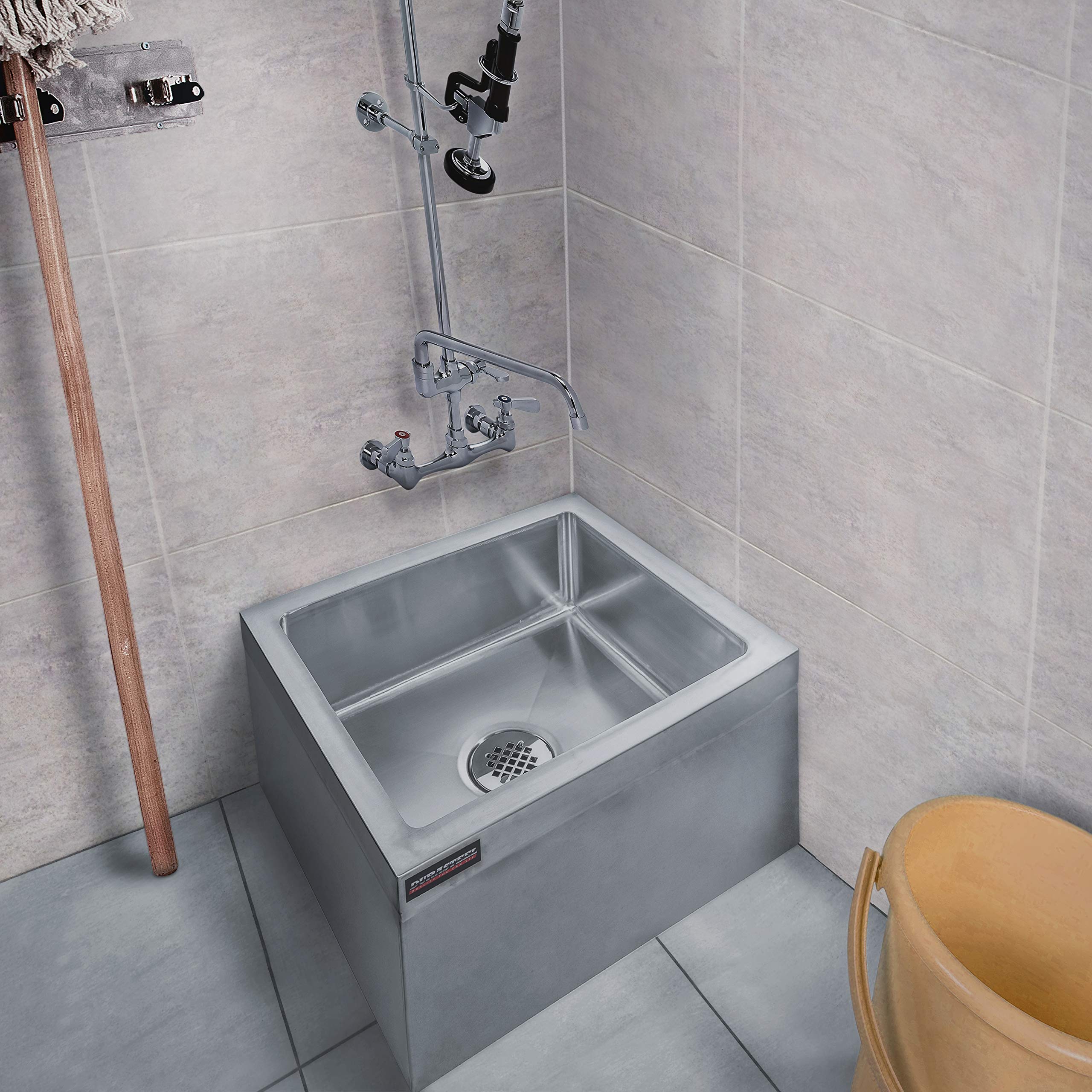 DuraSteel Stainless Steel Floor Mount Mop Sink/Basin With Sink Drainage ...
