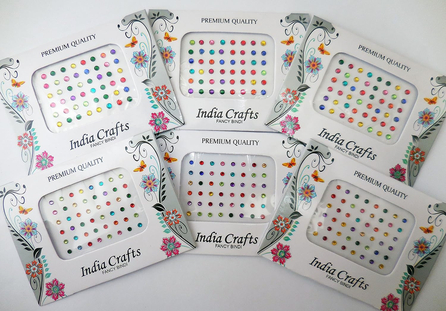 6 Packs- 288 Multicolored Crystal Dots Bindi Indian Bindi Bollywood ...