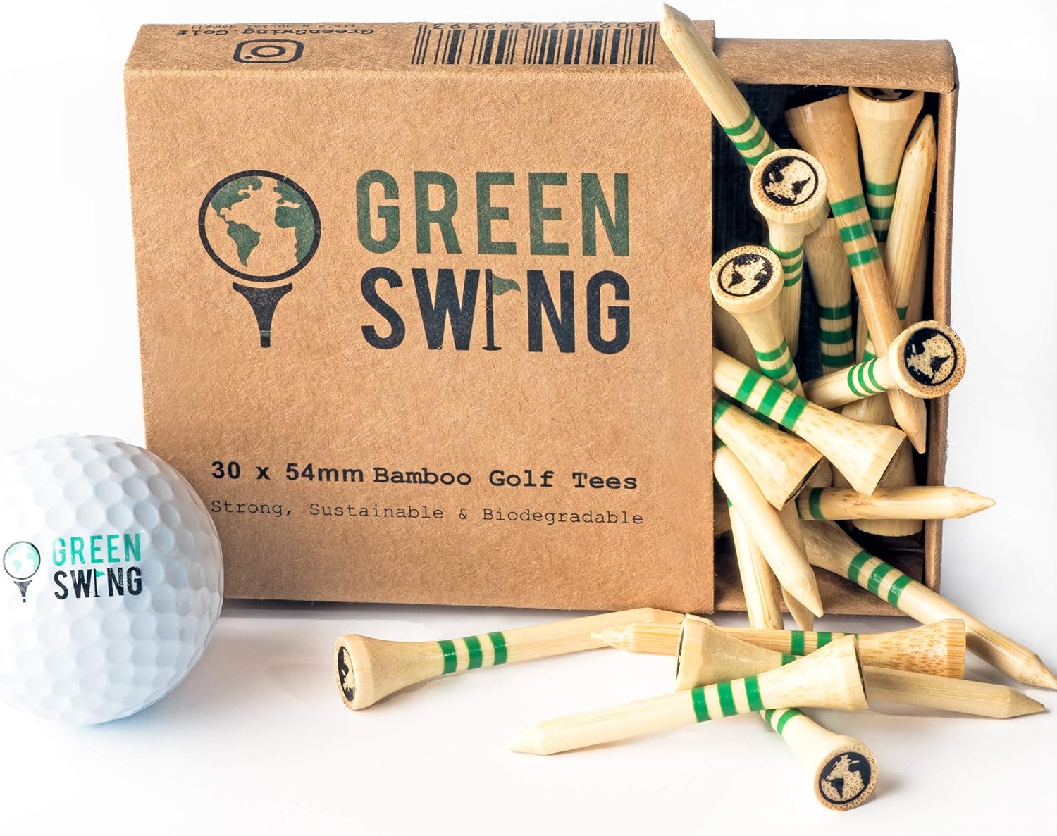 Green Swing Bamboo Golf Tees 54mm | Strong Sustainable Biodegradable ...