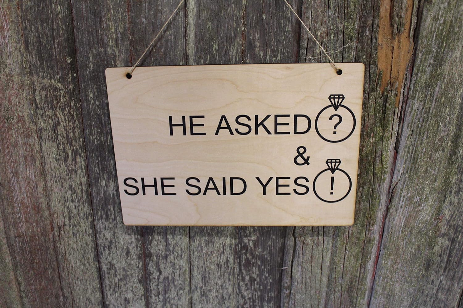 Amazon.com: Engagement Announcement He Asked She Said Yes Sign Picture ...