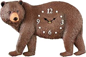 Amazon.com: Collections Etc Realistic Resin Bear Hanging Wall Clock ...