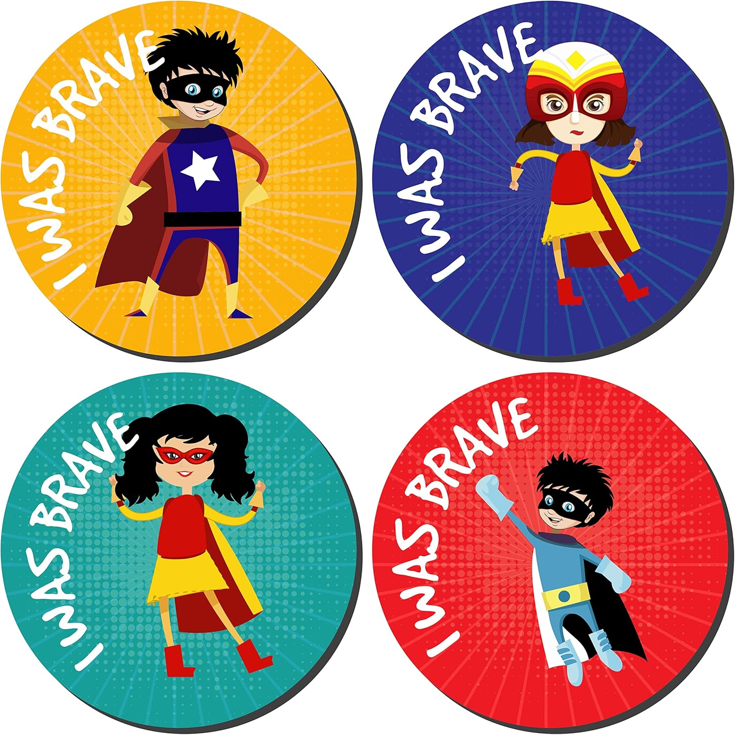 144 I Was Brave Stickers SUPER HERO Bravery Award kids nurses doctors ...