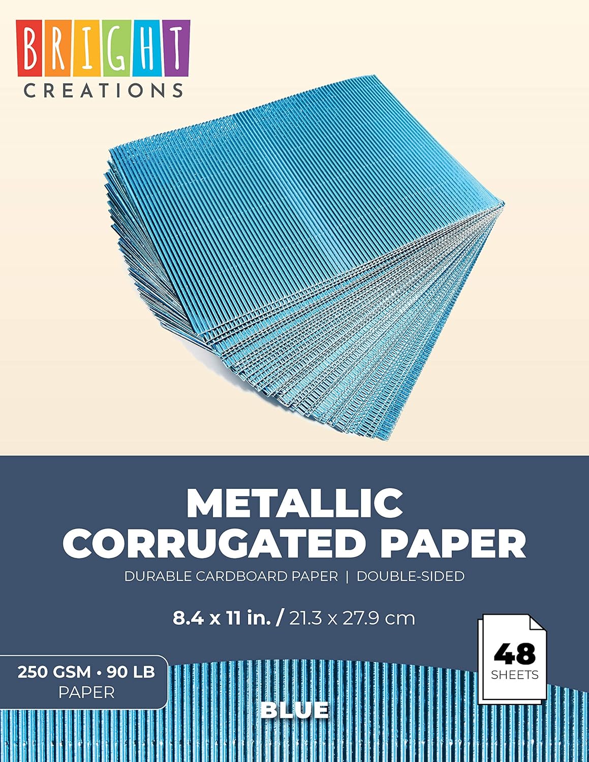 Amazon.com: Metallic Corrugated Cardboard Sheets (8.5 x 11 in, 48-Pack ...
