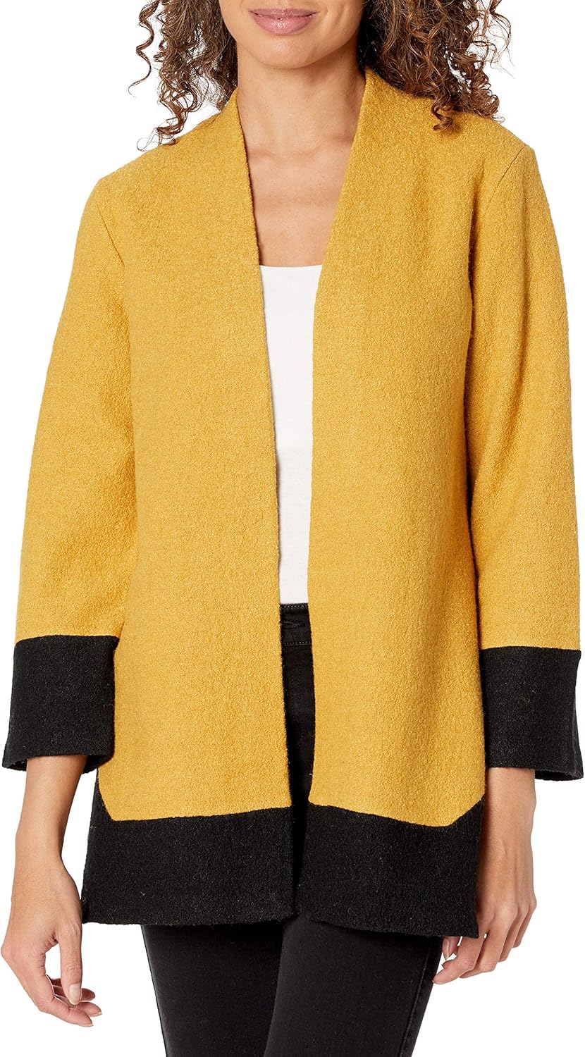 Kasper Women's Boiled Wool Color Block Cardigan Sweater: Amazon.co.uk ...