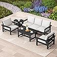 Amazon.com: SERWALL HDPE Patio Coversation Set, 7-Piece Outdoor ...