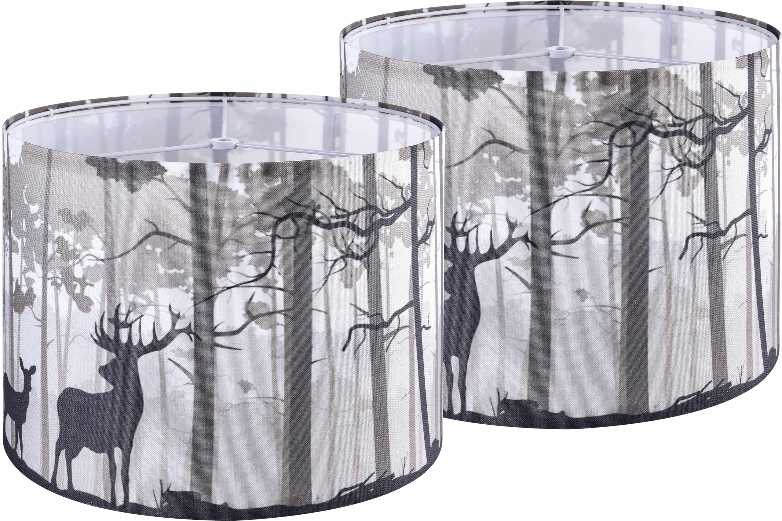 GO&SO Drum Lamp Shades Set of 2 Medium Gray Animal Deer Lamp Shade for ...