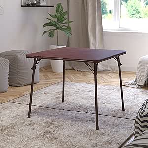 Amazon.com: Flash Furniture Folding Card Table - Brown Foldable Card ...