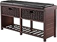 Amazon.com: Winsome Wood Colin Cushion Bench with Baskets: Furniture ...