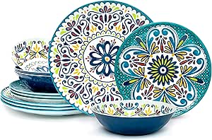 Amazon.com: Zak Designs Dinnerware Sets for Indoors and Outdoors, 12 ...
