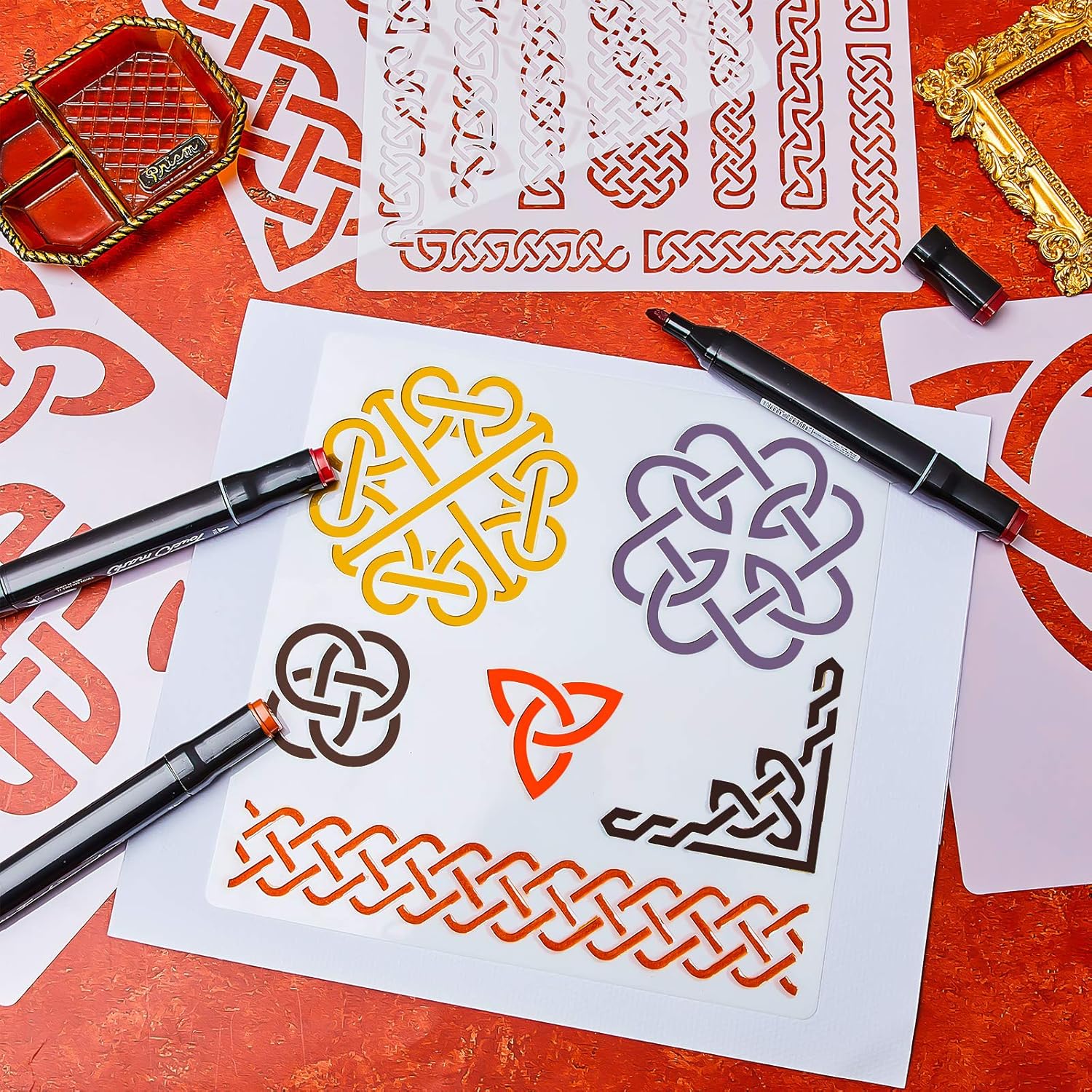 12 Pieces Knot Stencils Viking Symbol Templates Stencils for ...