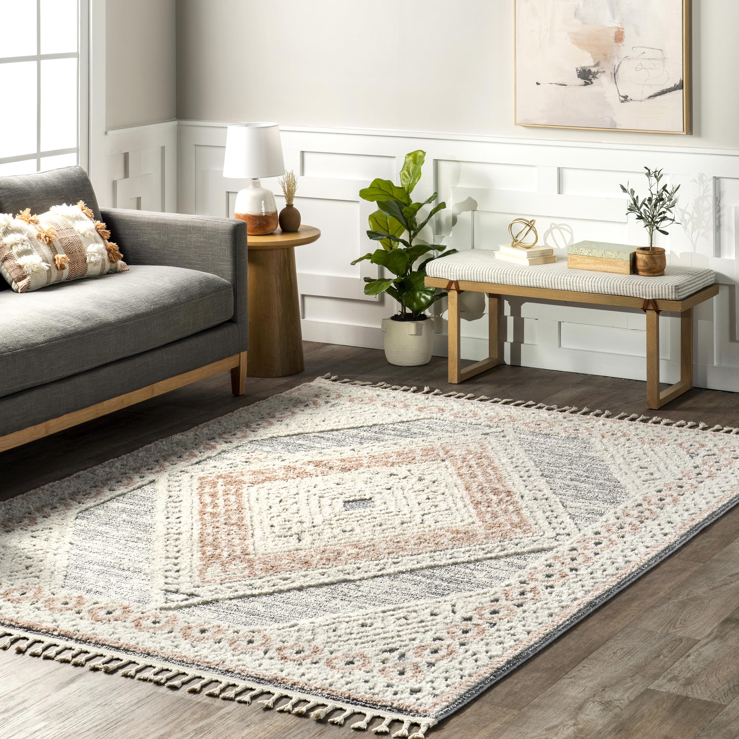nuLOOM Acacia Diamond 10' x 14' Area Rug for Living Room Bedroom Dining ...