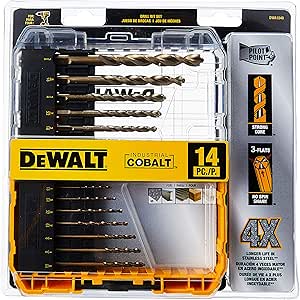 DEWALT Cobalt Drill Bit Set with Pilot Point, 14-Piece (DWA1240 ...
