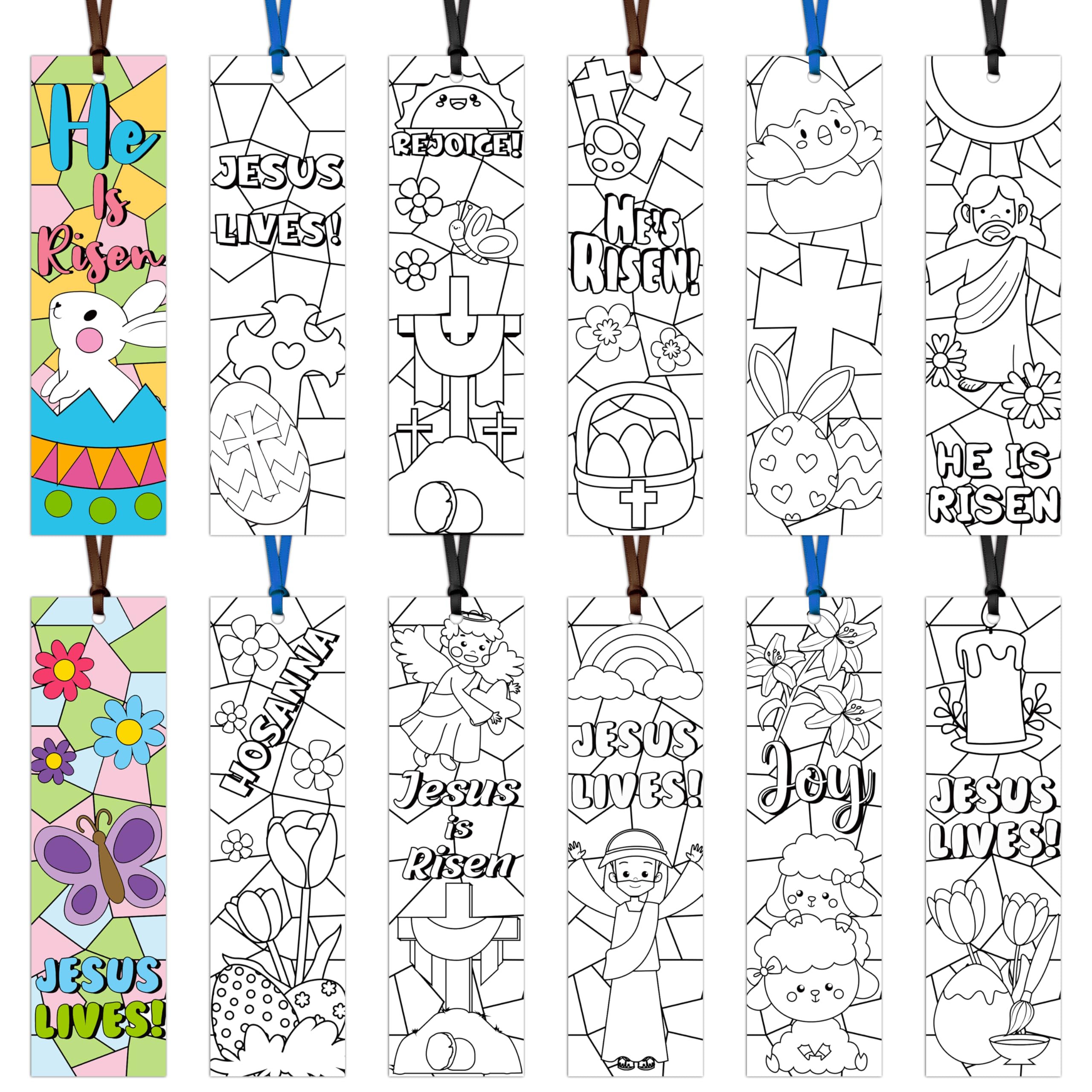 Mua 75Pcs He is Risen Color Your Own Bookmarks Jesus Resurrection DIY ...