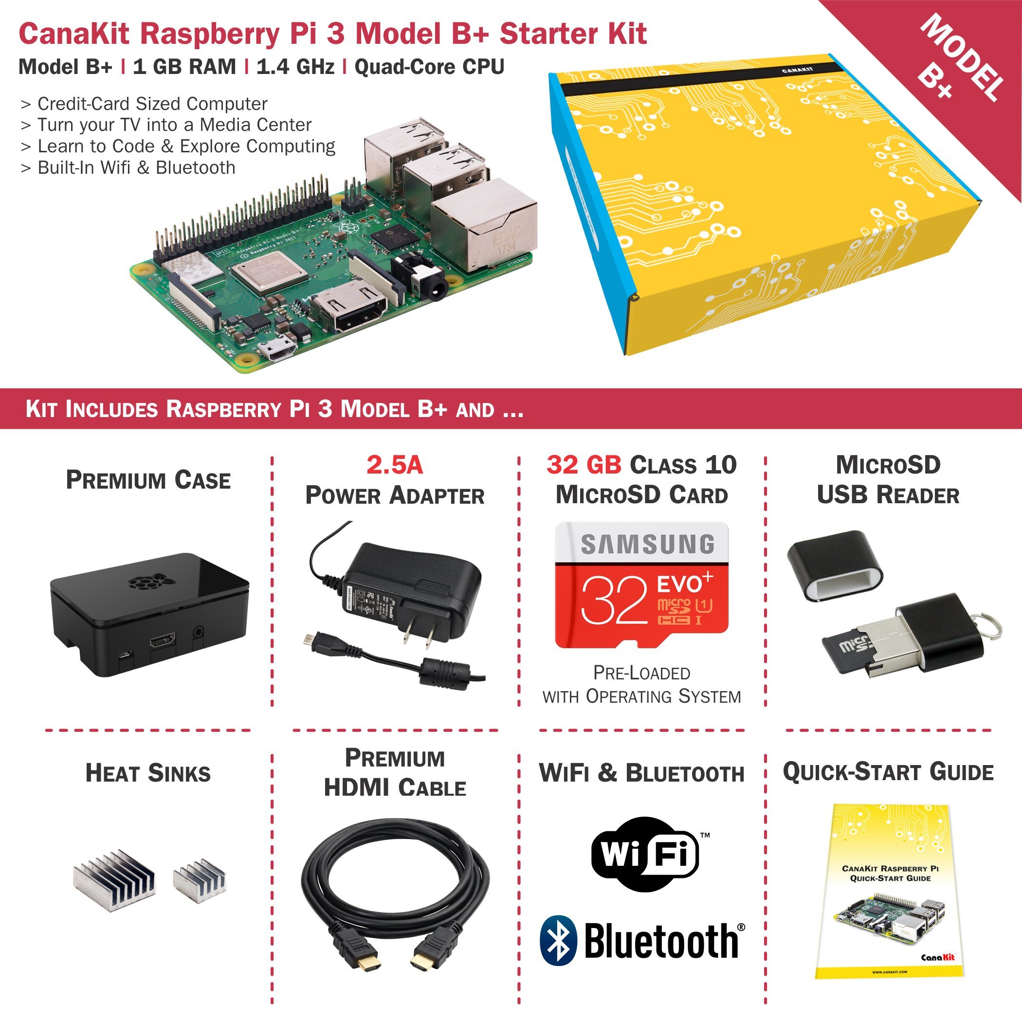 Mua Raspberry Pi 3 B+ (B Plus) Starter Kit (32 GB EVO+ Edition, Premium ...