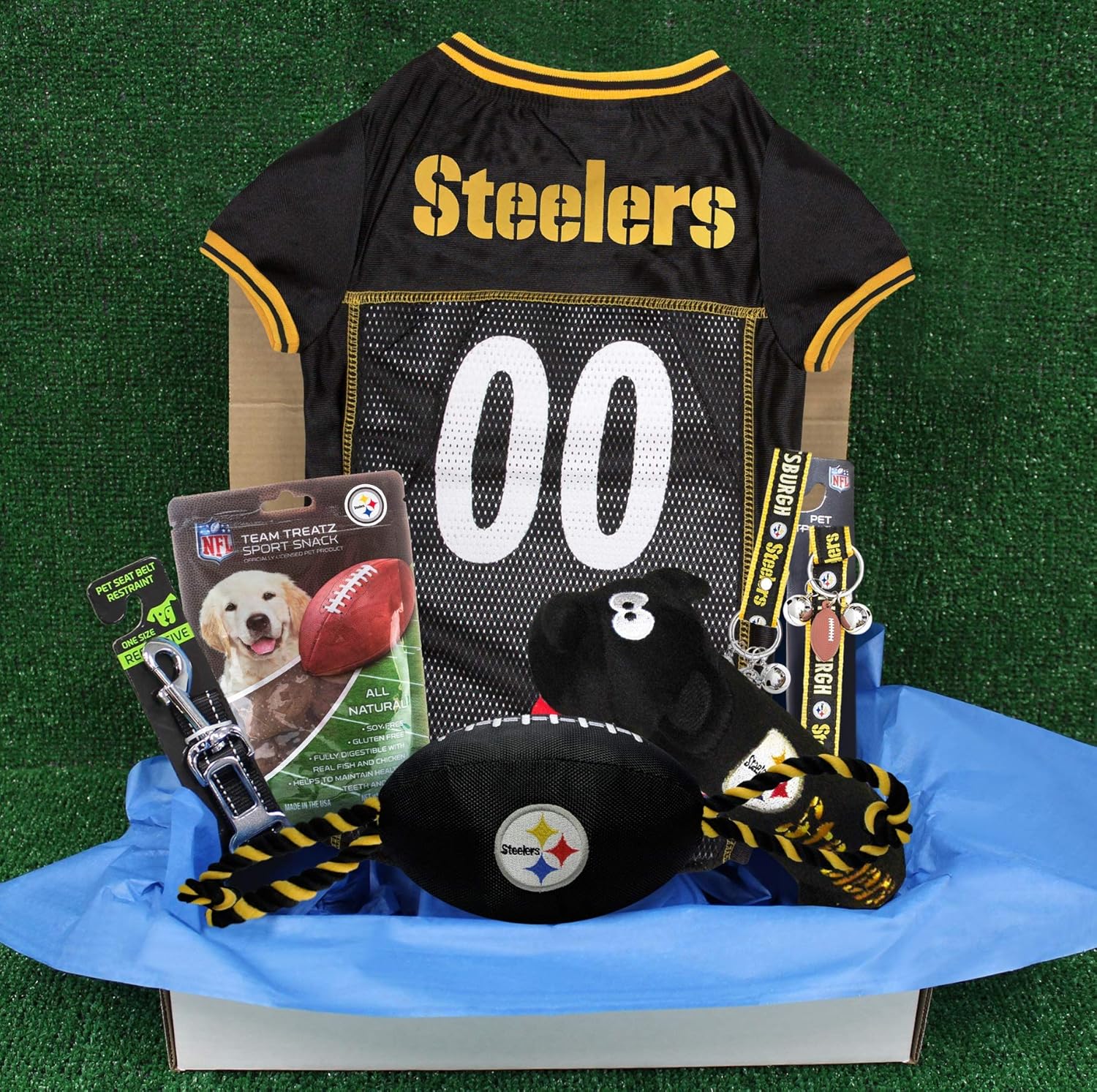 NFL Pittsburgh Steelers PET GIFT BOX with 2 Licensed DOG TOYS, 1 Logo ...